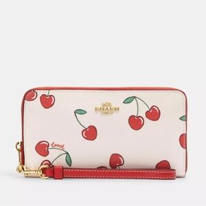 Coach | Bags | Coach Long Zip Around Wallet With Heart Cherry Print ...